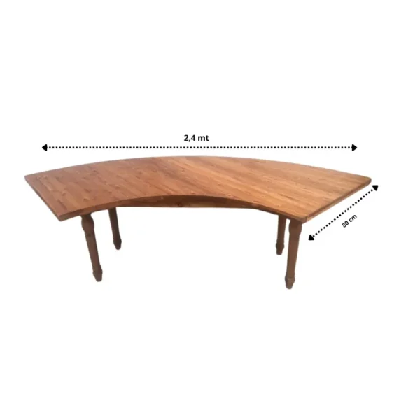 Arriendo de Mesa curva madera - Vivo Eventos